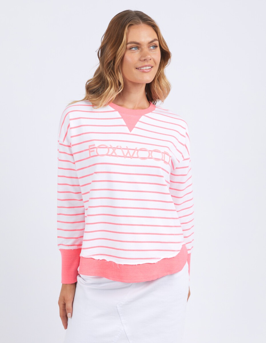 Simplified Stripe Crew | Neon Pink - Stacey Clothing